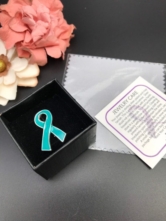 Teal Ribbon / Lapel Hat Pin / Ovarian Cancer Survivor / | Etsy