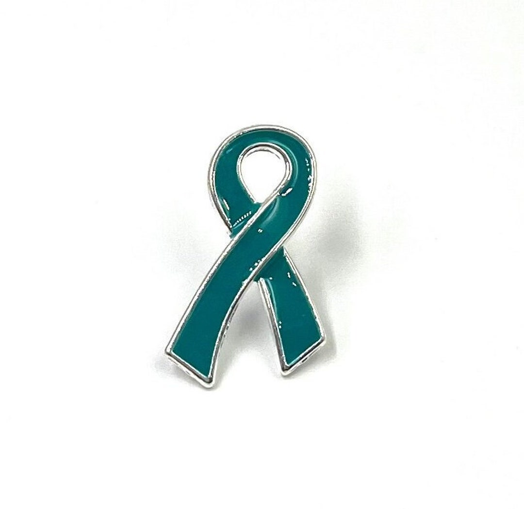 Teal Ribbon / Lapel Hat Pin / Ovarian Cancer Survivor / Myasthenia ...
