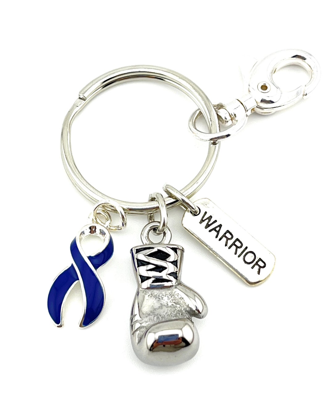 Navy Blue Ribbon Boxing Glove Warrior Keychain Colitis, Crohns Disease ...