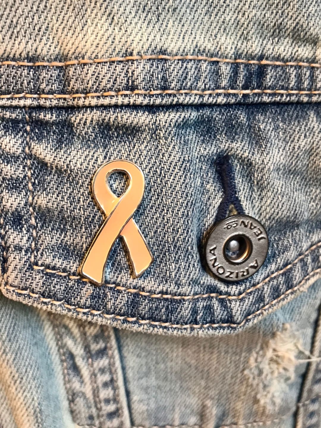 Peach Ribbon Awareness Pin – Endometrial Cancer, Uterine Cancer ...