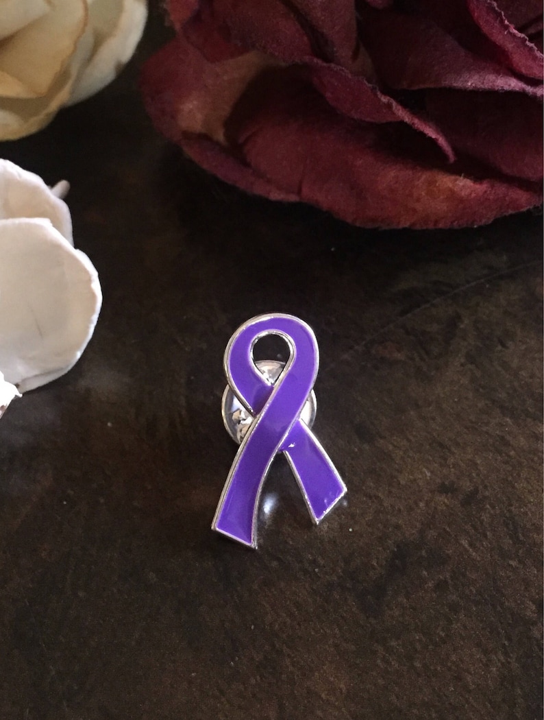 Purple Ribbon / Lapel Hat Pin / Pancreatic Cancer - Etsy