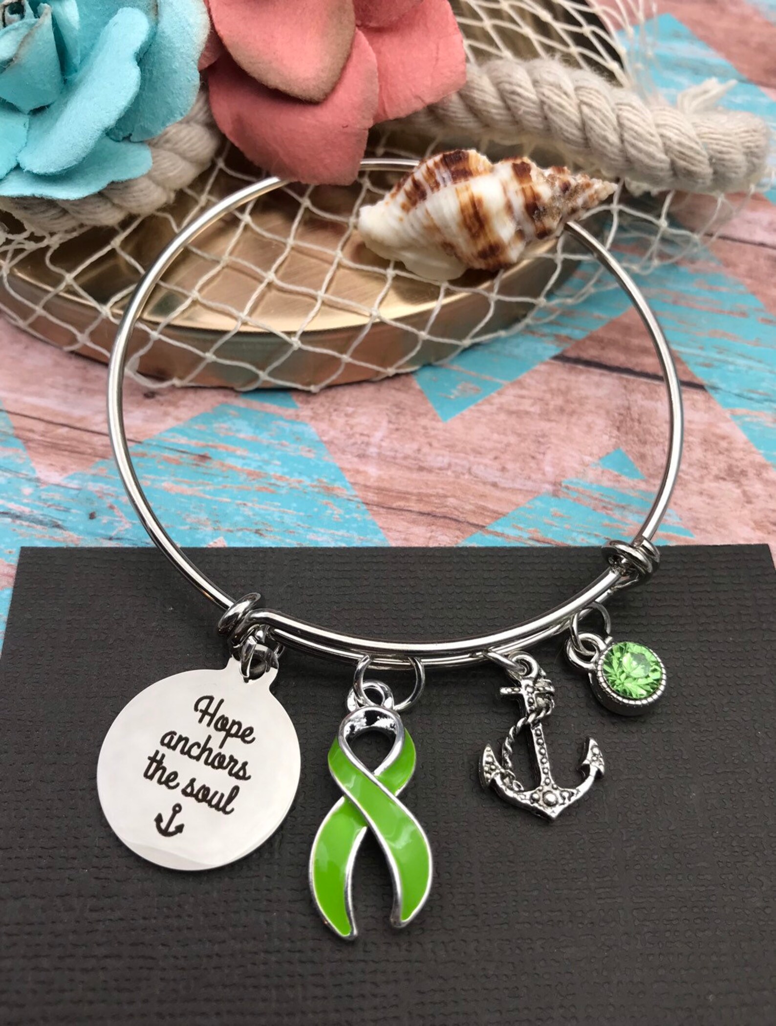 Lymphoma Bracelet, Lyme Disease Jewelry - Lime Green Ribbon - Muscular ...