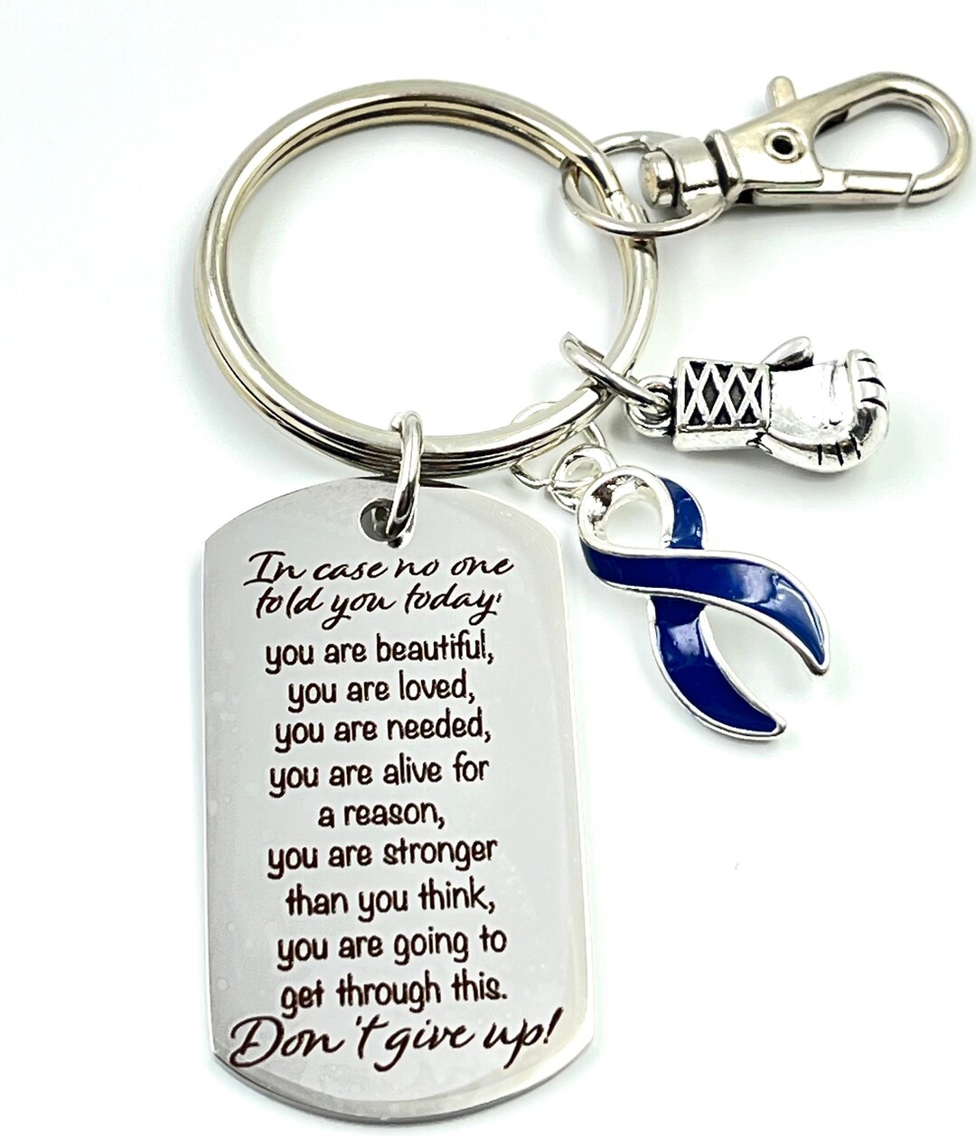Navy Blue Ribbon Encouragement Quote Keychain – Colitis, Crohn’s ...