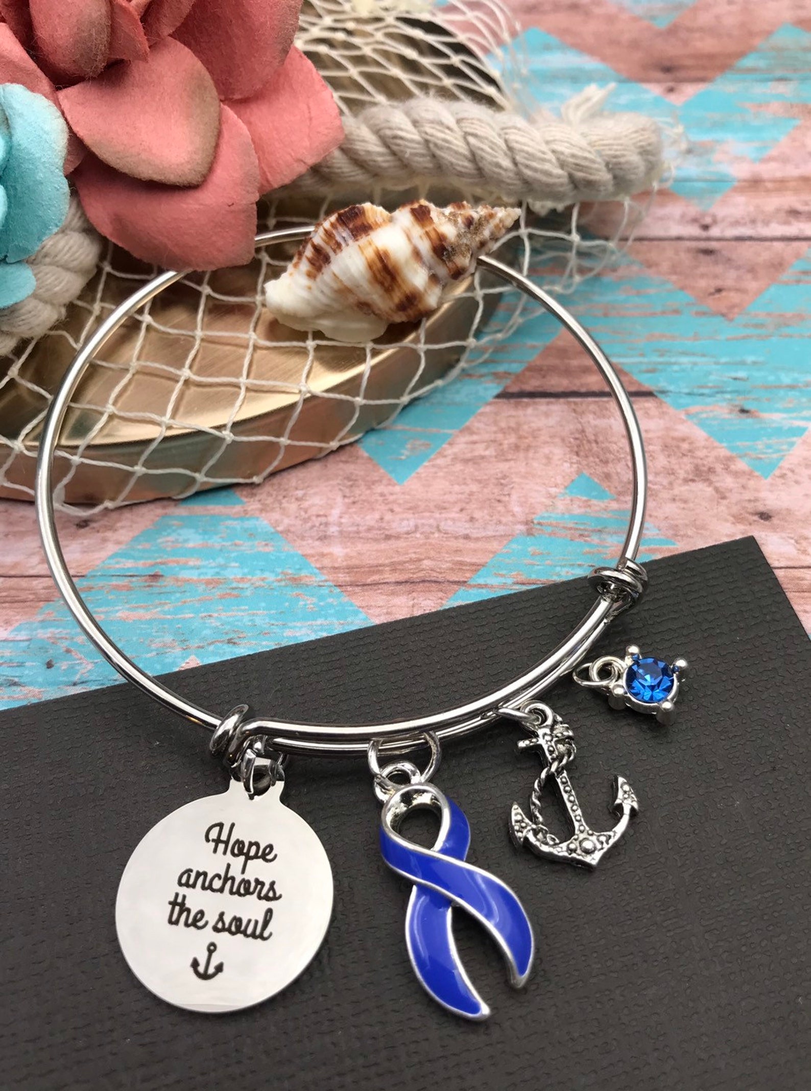 Periwinkle Ribbon Bracelet / Hope Anchors / Stomach Gastric Esophageal ...