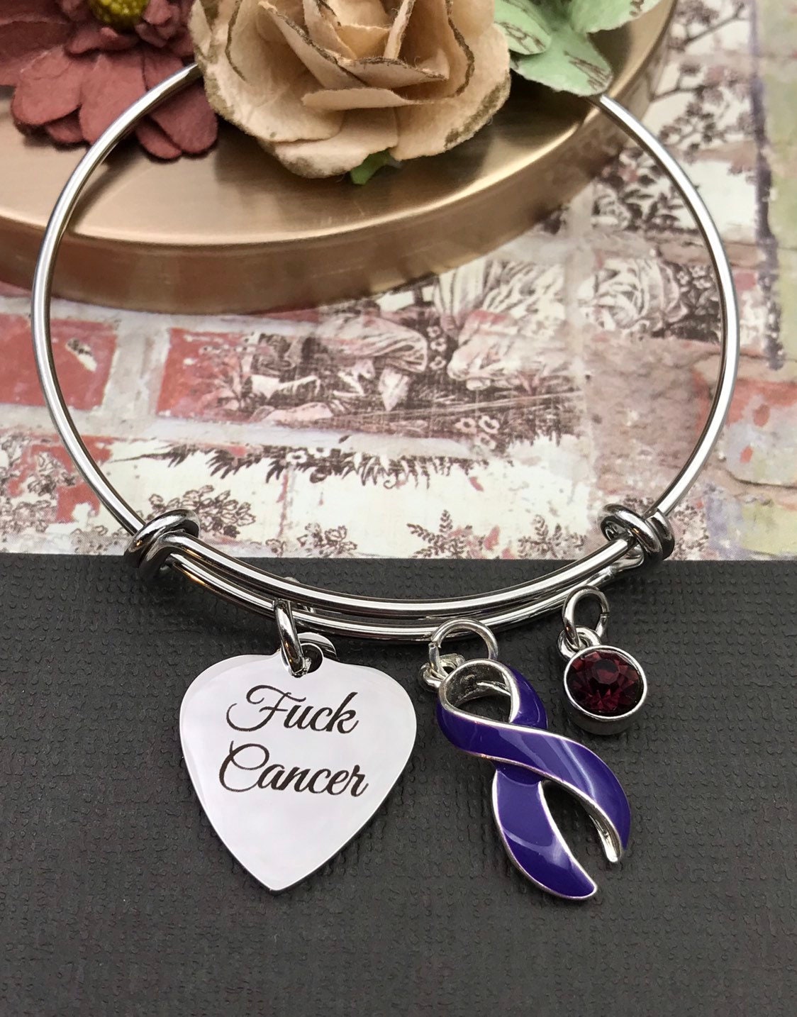 Fu Cancer Survivor Charm Bracelet Violet Purple Ribbon - Etsy Denmark