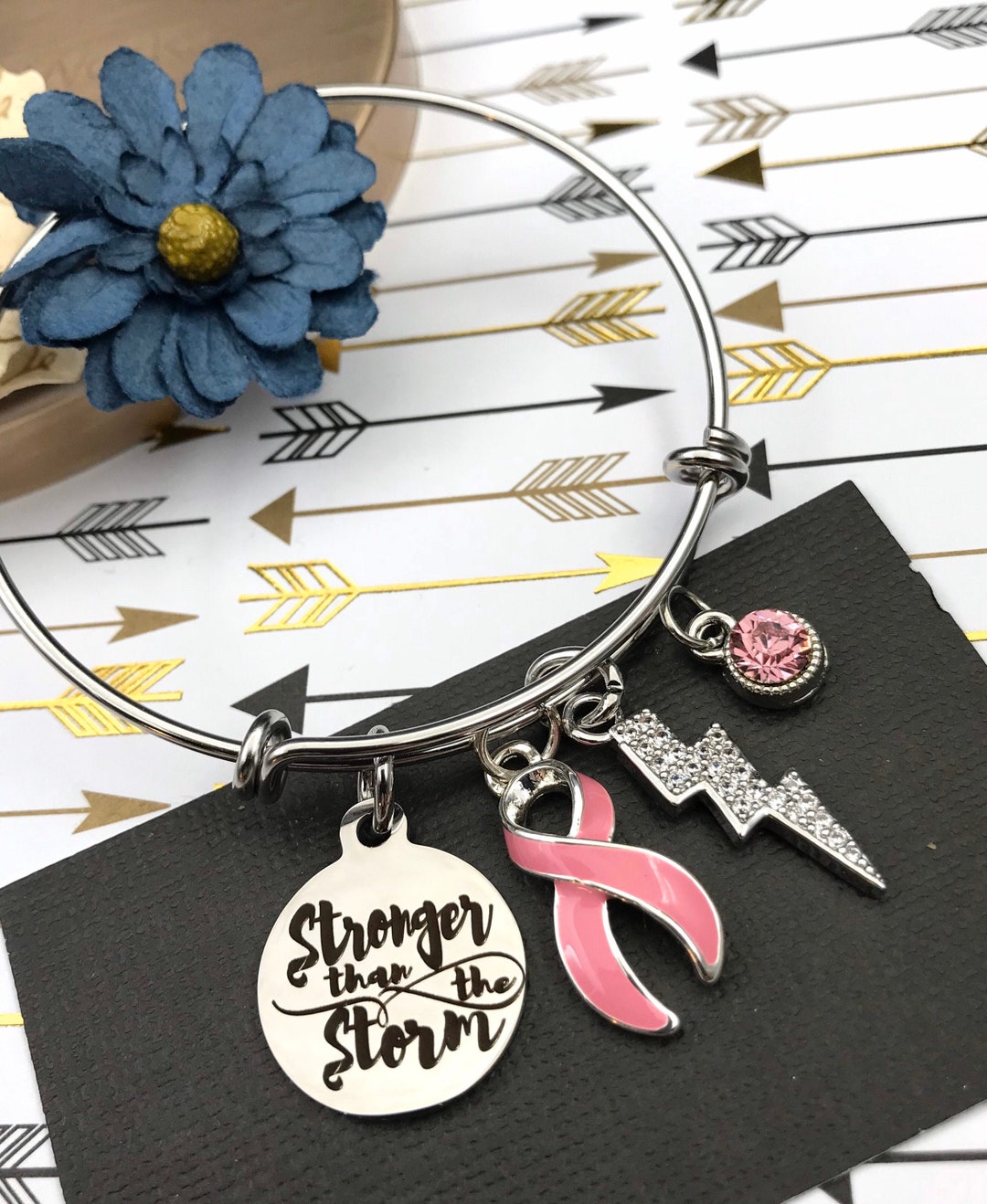 Breast Cancer Awareness Charm Bracelet Pink Ribbon BRCA - Etsy