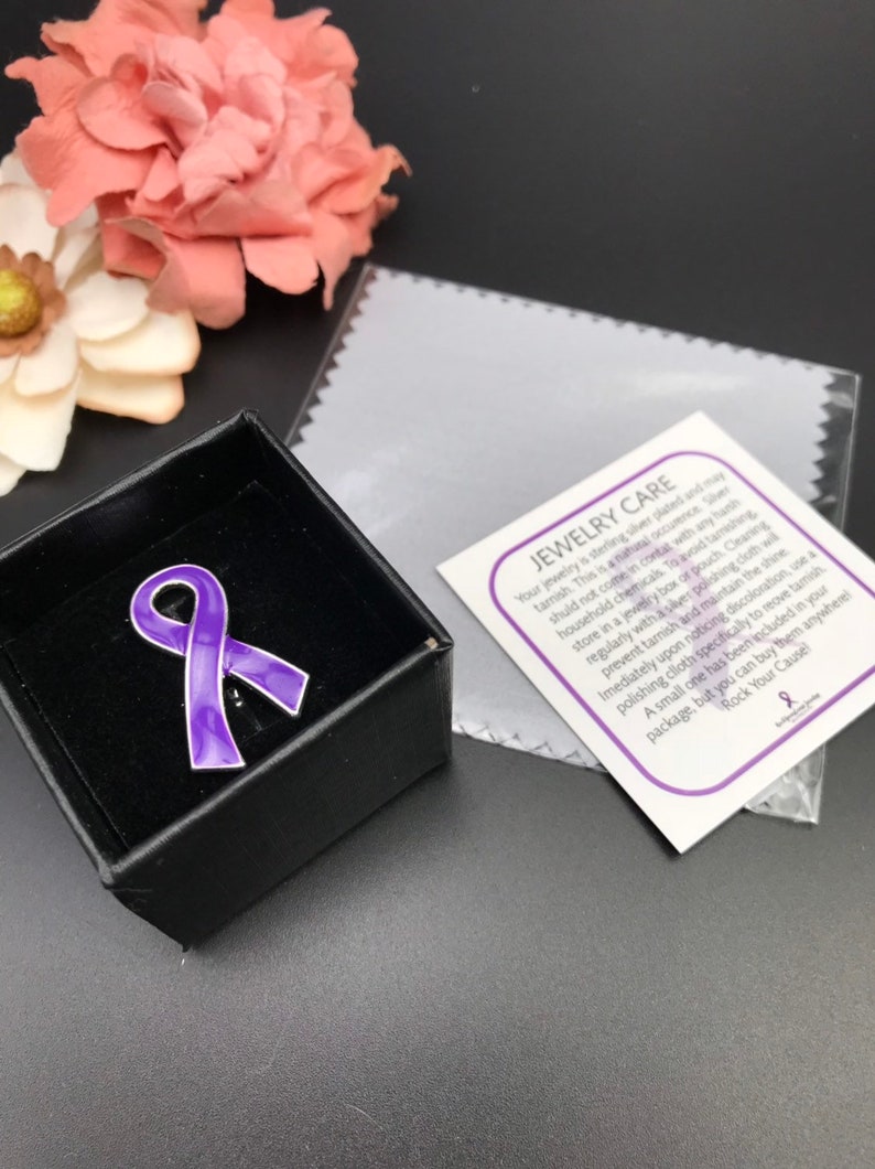 Purple Ribbon / Lapel Hat Pin / Pancreatic Cancer - Etsy