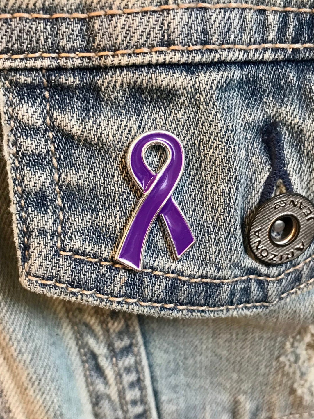 Purple Ribbon / Lapel Hat Pin / Pancreatic Cancer, Alzheimer's ...