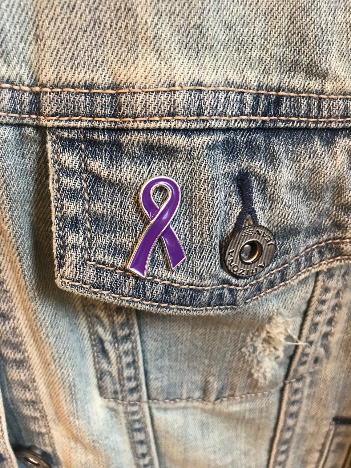 Purple Ribbon / Lapel Hat Pin / Pancreatic Cancer - Etsy