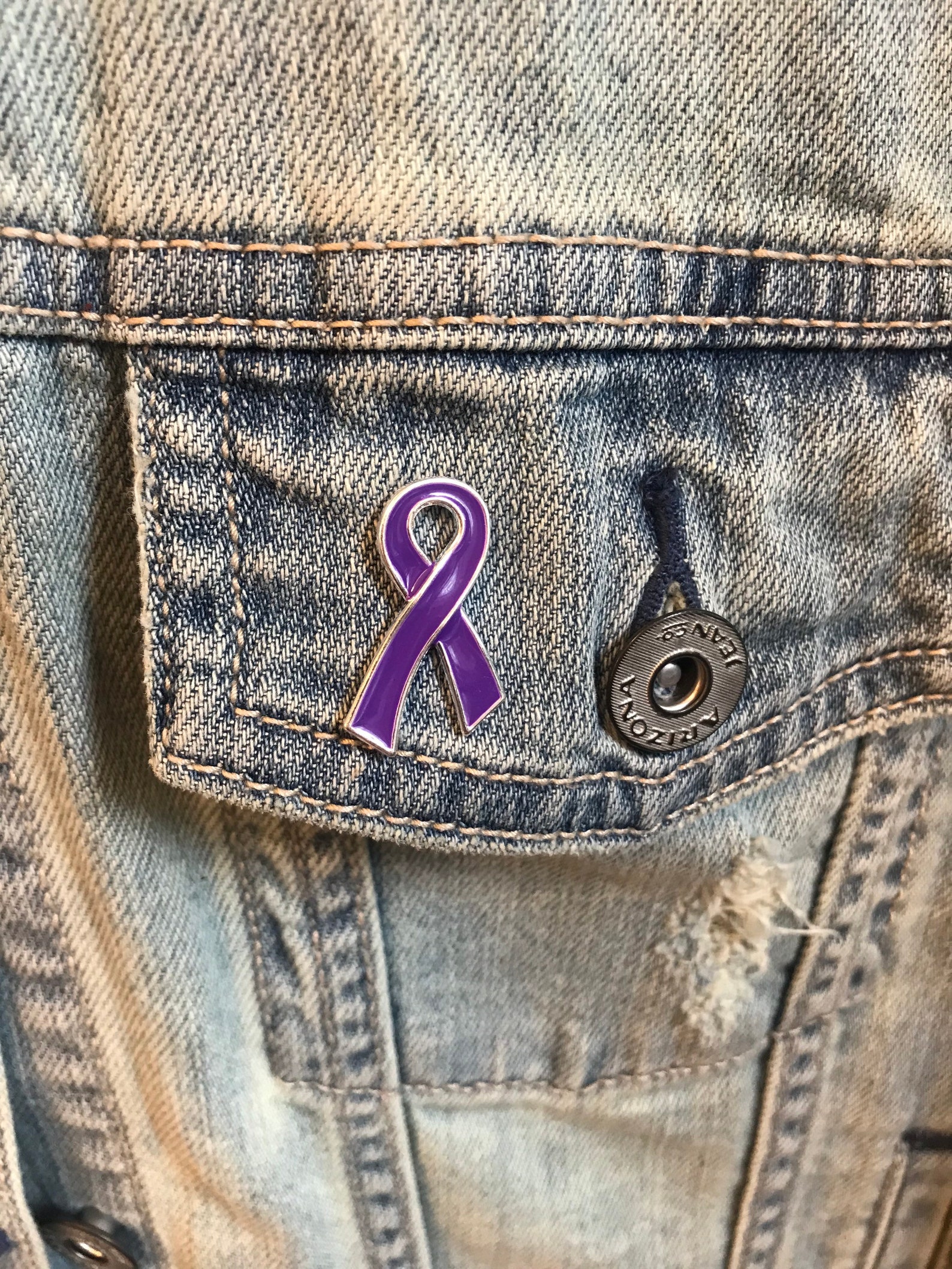 Purple Ribbon / Lapel Hat Pin / Pancreatic Cancer - Etsy