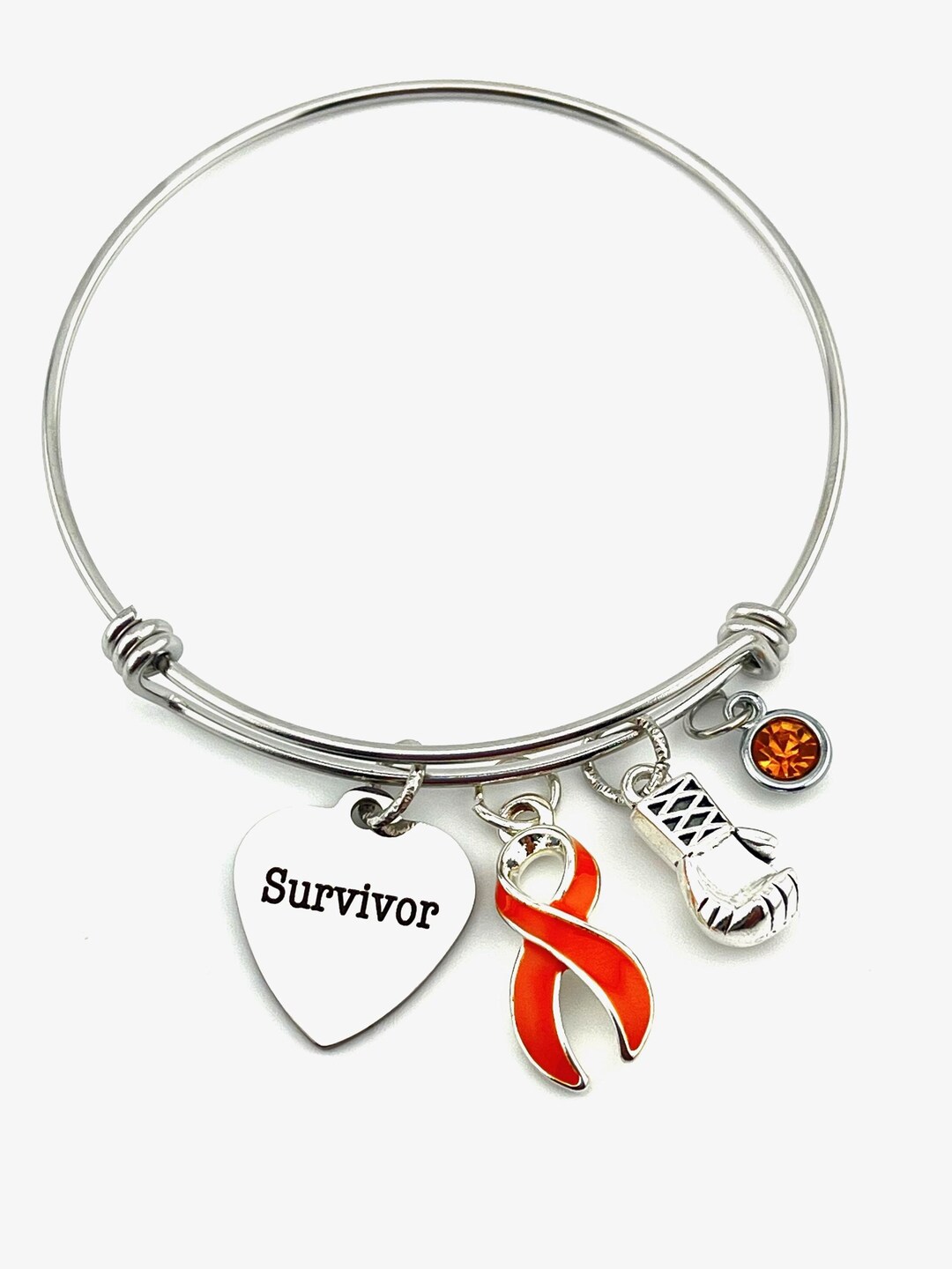 Survivor Charm Bracelet / Orange Ribbon / Kidney Spinal Cancer ...