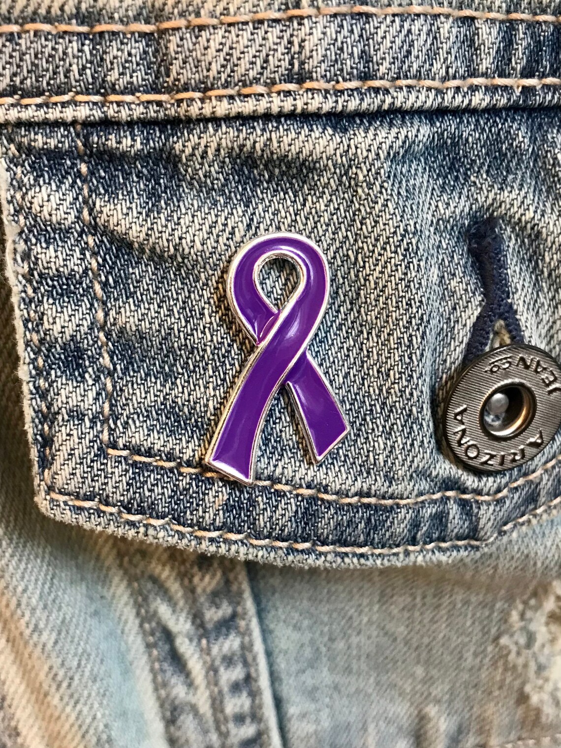Purple Ribbon / Lapel Hat Pin / Pancreatic Cancer - Etsy