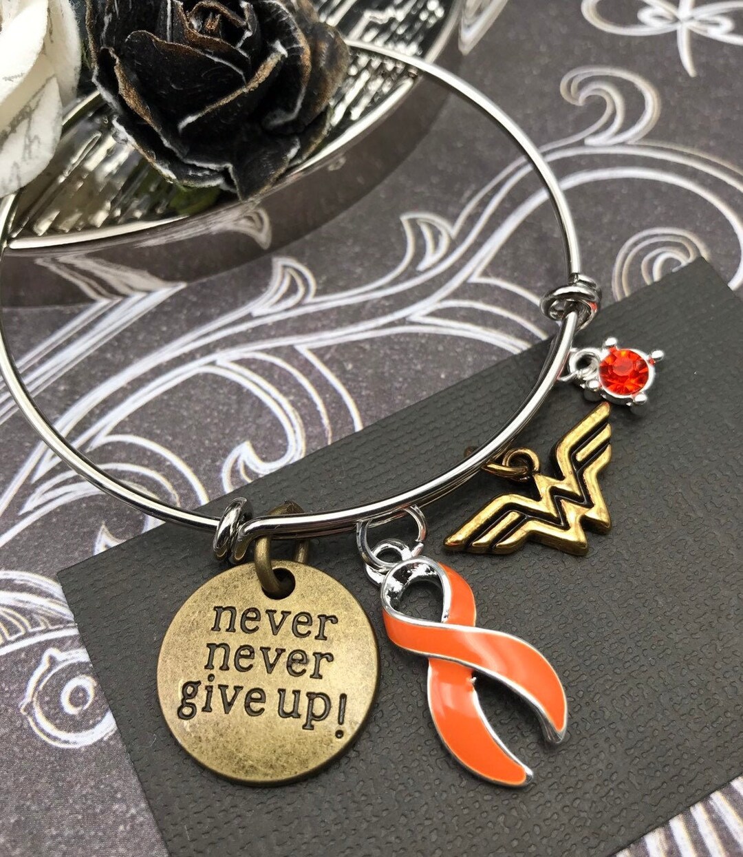 Orange Ribbon Hero Charm Bracelet - Leukemia, Leukaemia, Kidney Cancer ...