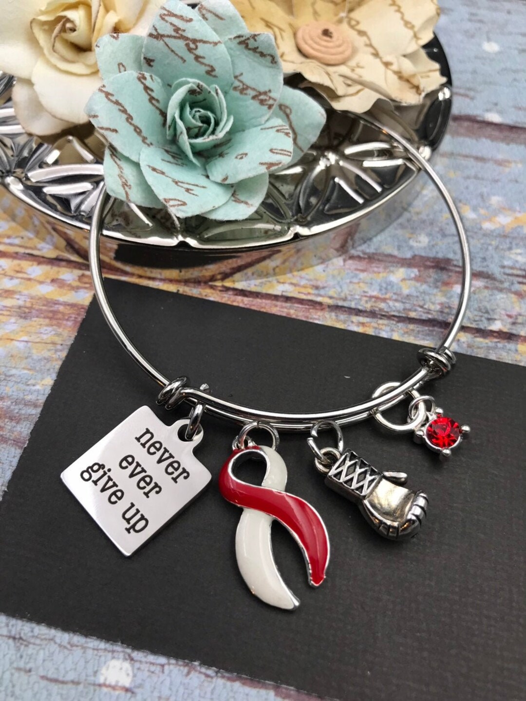 Red and White Ribbon - Aplastic Anemia, DVT, Head and Neck Cancer, Oral ...