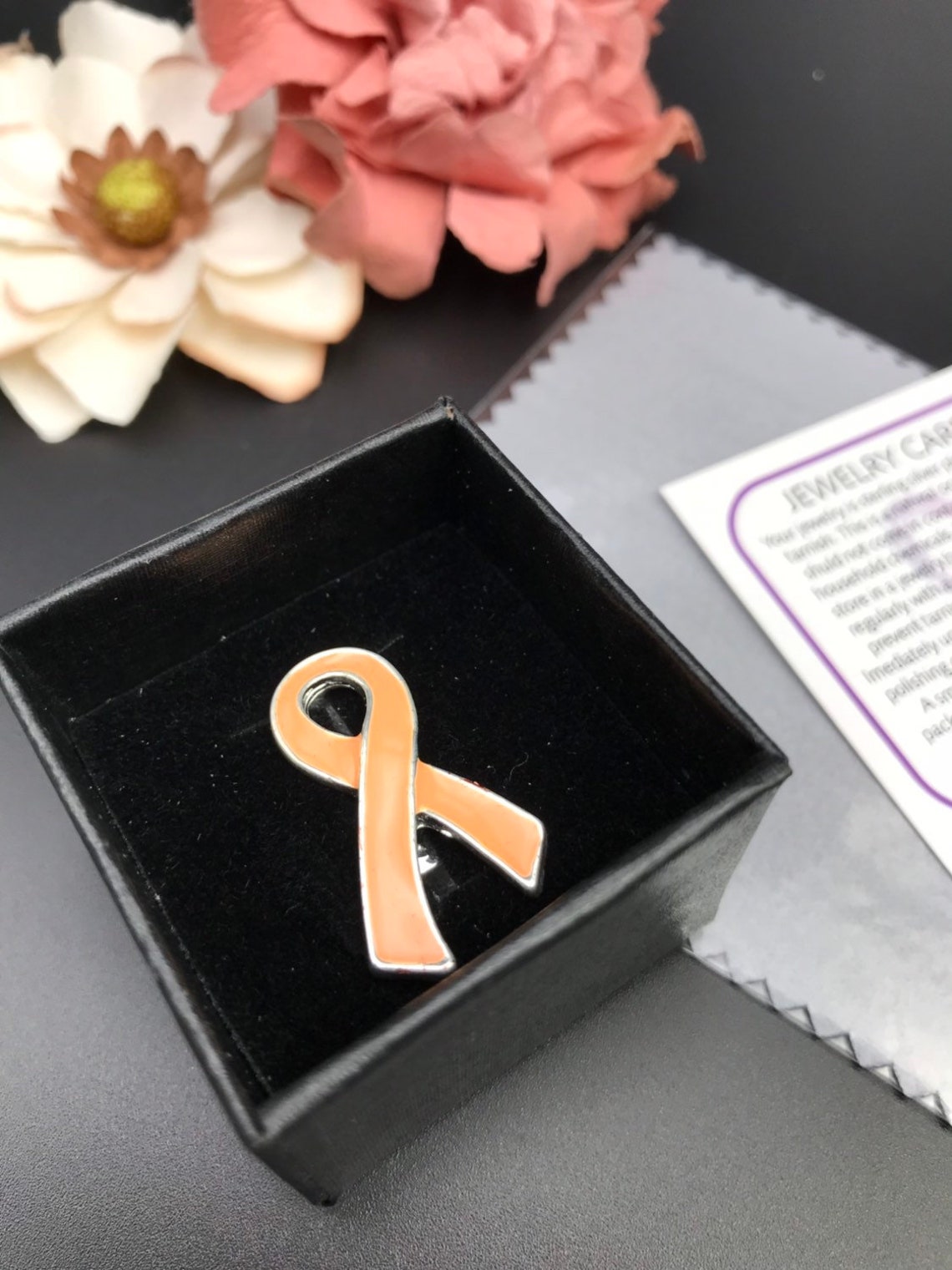Peach Ribbon Awareness Pin Endometrial Cancer Uterine | Etsy
