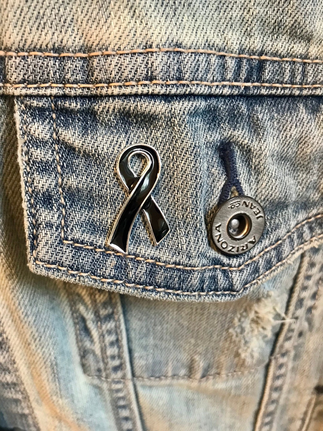 Black Ribbon / Lapel Hat Pin / Melanoma Awareness / Skin Cancer ...