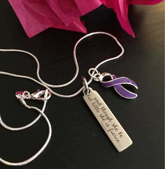 Purple Ribbon Necklace Pancreatic Cancer Lupus Epilepsy | Etsy