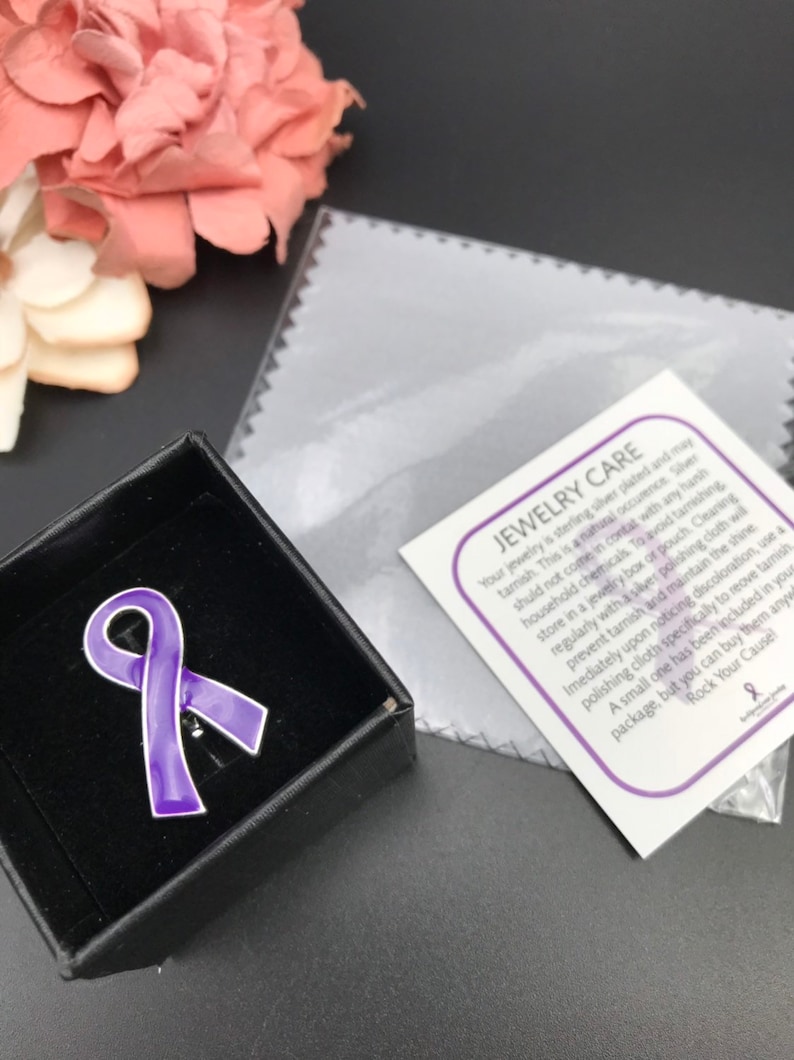 Purple Ribbon / Lapel Hat Pin / Pancreatic Cancer - Etsy