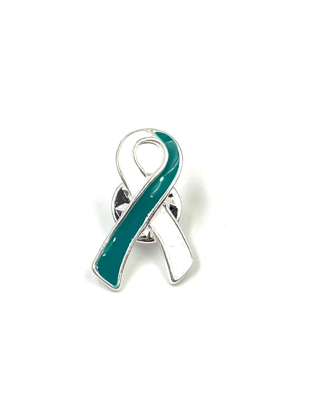 Teal and White Ribbon / Lapel Hat Pin / Cervical Cancer Survivor ...