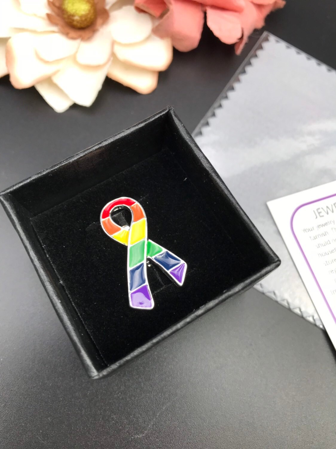 Rainbow Ribbon / Lapel Hat Pin / LGBTQ Awareness / Lesbian Gay Wedding ...