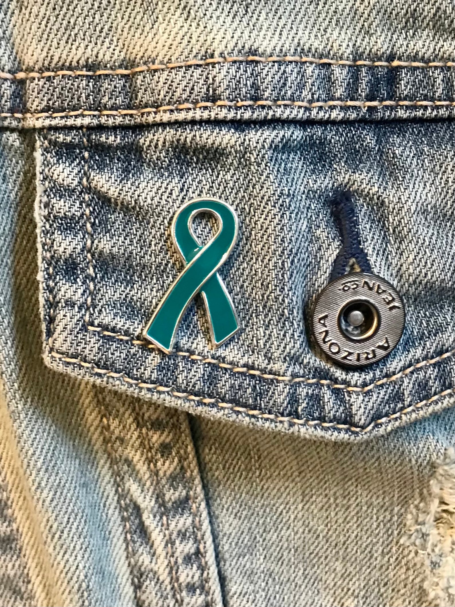 Teal Ribbon / Lapel Hat Pin / Ovarian Cancer Survivor / | Etsy