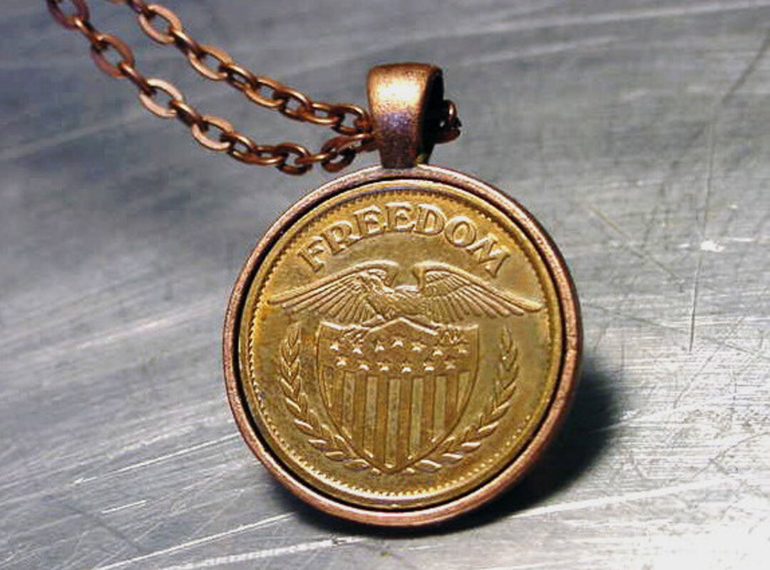 Necklace FREEDOM TOKEN Pendant / Key Chain/ American Eagle Shield Token ...