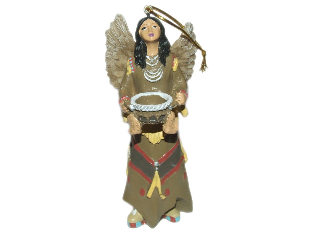 Vintage Christmas Native American Angel Holding Basket Ornament Hanging ...