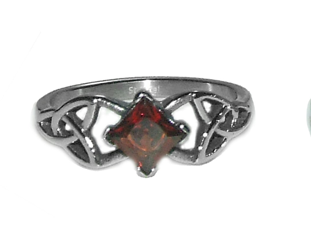 Vintage 90s Style Goth Wiccan Pagan Celtic Ruby Red CZ Square Cut ...
