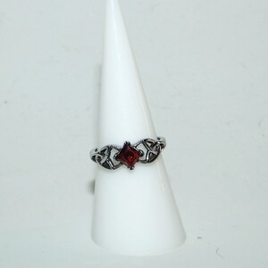 Vintage 90s Style Goth Wiccan Pagan Celtic Garnet Red CZ Square Cut ...