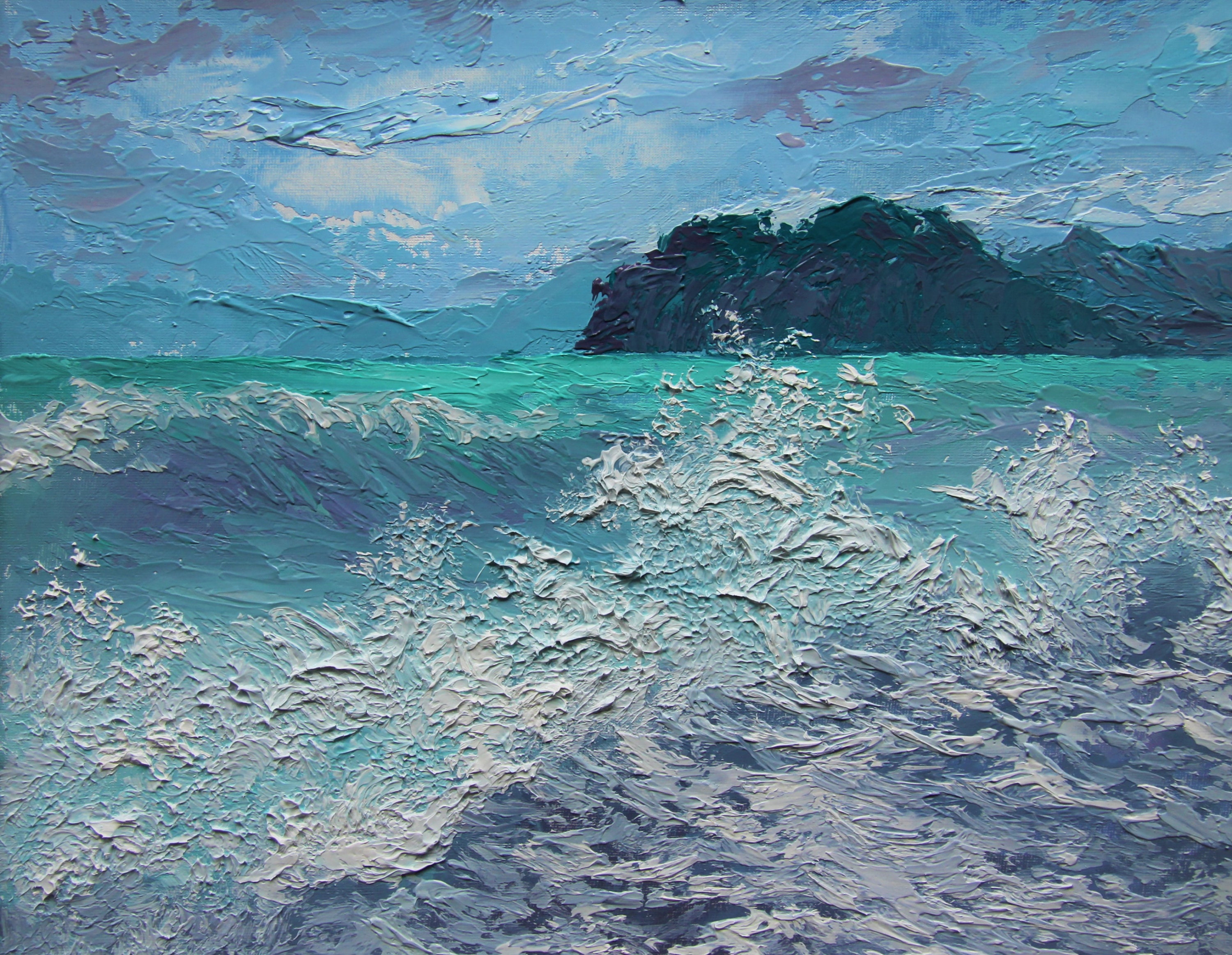 Sea on canvas in oil hand-painted painting with sea motif | Etsy