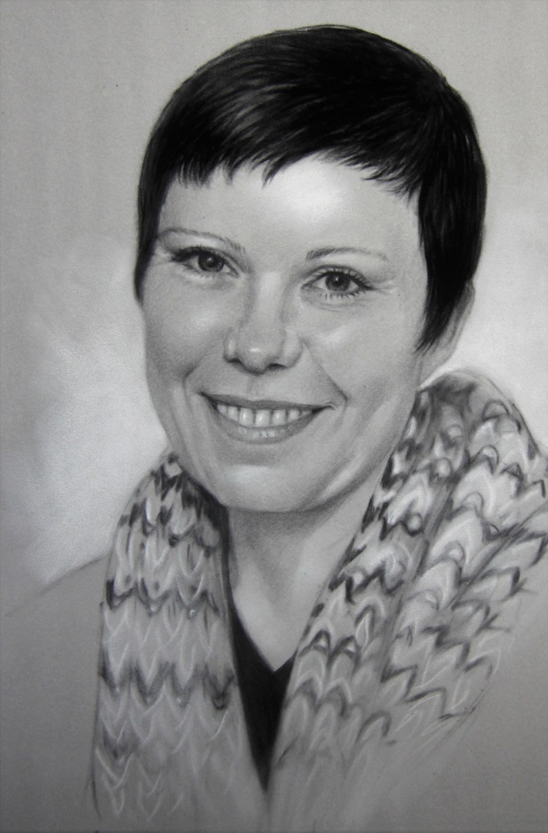 Portrait In Charcoalgraphite Personalized Portrait Have Original Hand Drawn Portrait Drawn Etsy 