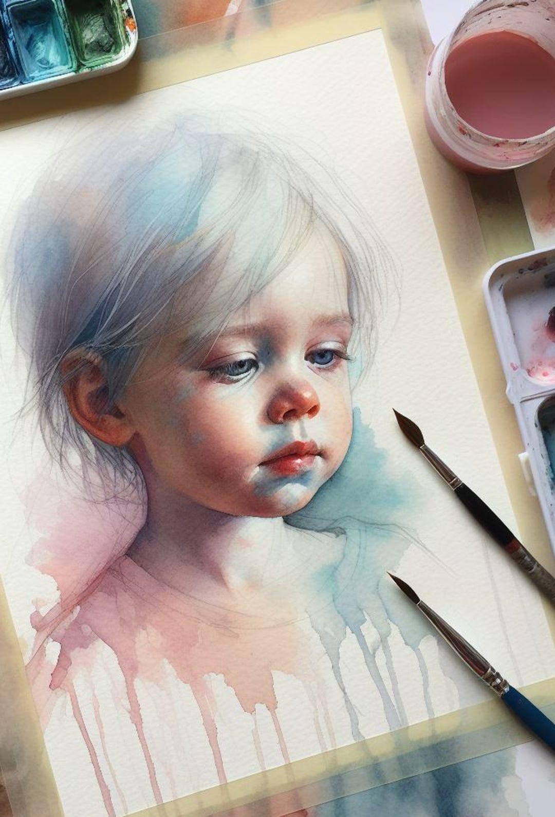 Custom Portrait in Watercolor Hand-painted, Original Watercolor ...