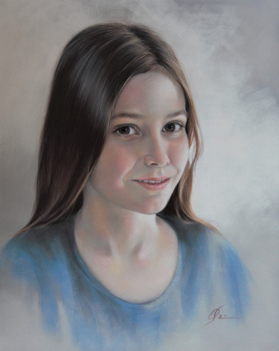 Art & Collectibles Custom portrait from photo in pastel on paper ...