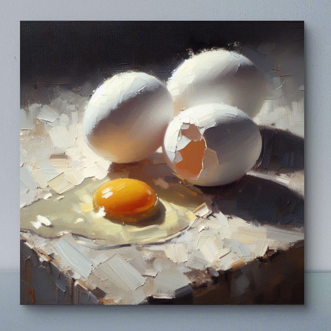 Still Life With Eggs – Expressive Oil Painting, Modern Kitchen Artwork ...