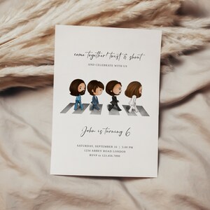 Beatles Birthday Invitation, Minimalist Modern Classic Rock Invitation ...