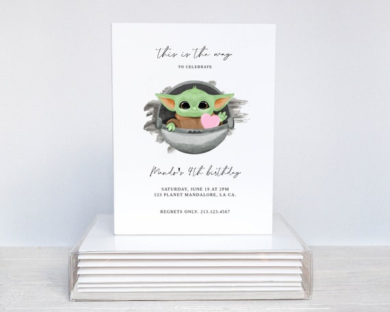 Baby Yoda Birthday Invitation Grogu Birthday Mandalorian - Etsy