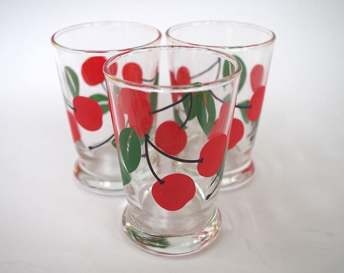 Vintage Set of Three Cherry Juice Glasses 6 Ounce Size - Etsy