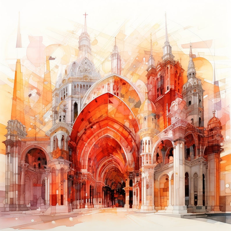 4 Digital Files: Renaissance-inspired Architectural Illustration ...