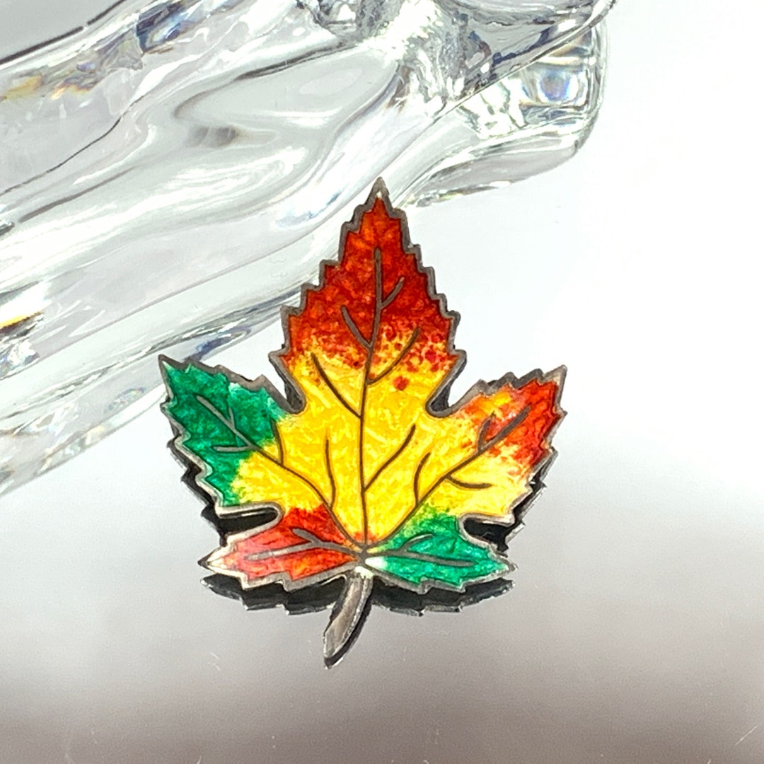 Sterling Canadian Enamel Maple Leaf Brooch - Etsy