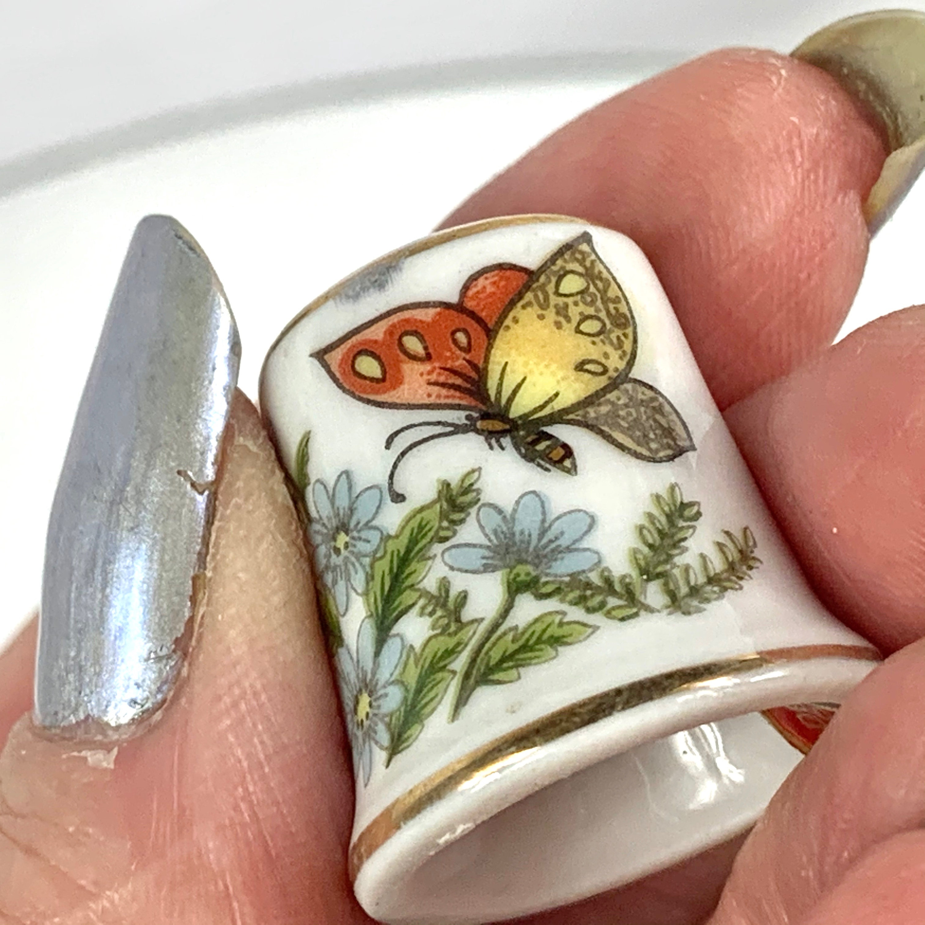 Porcelain Floral Collectible Japanese Butterfly Thimble - Etsy