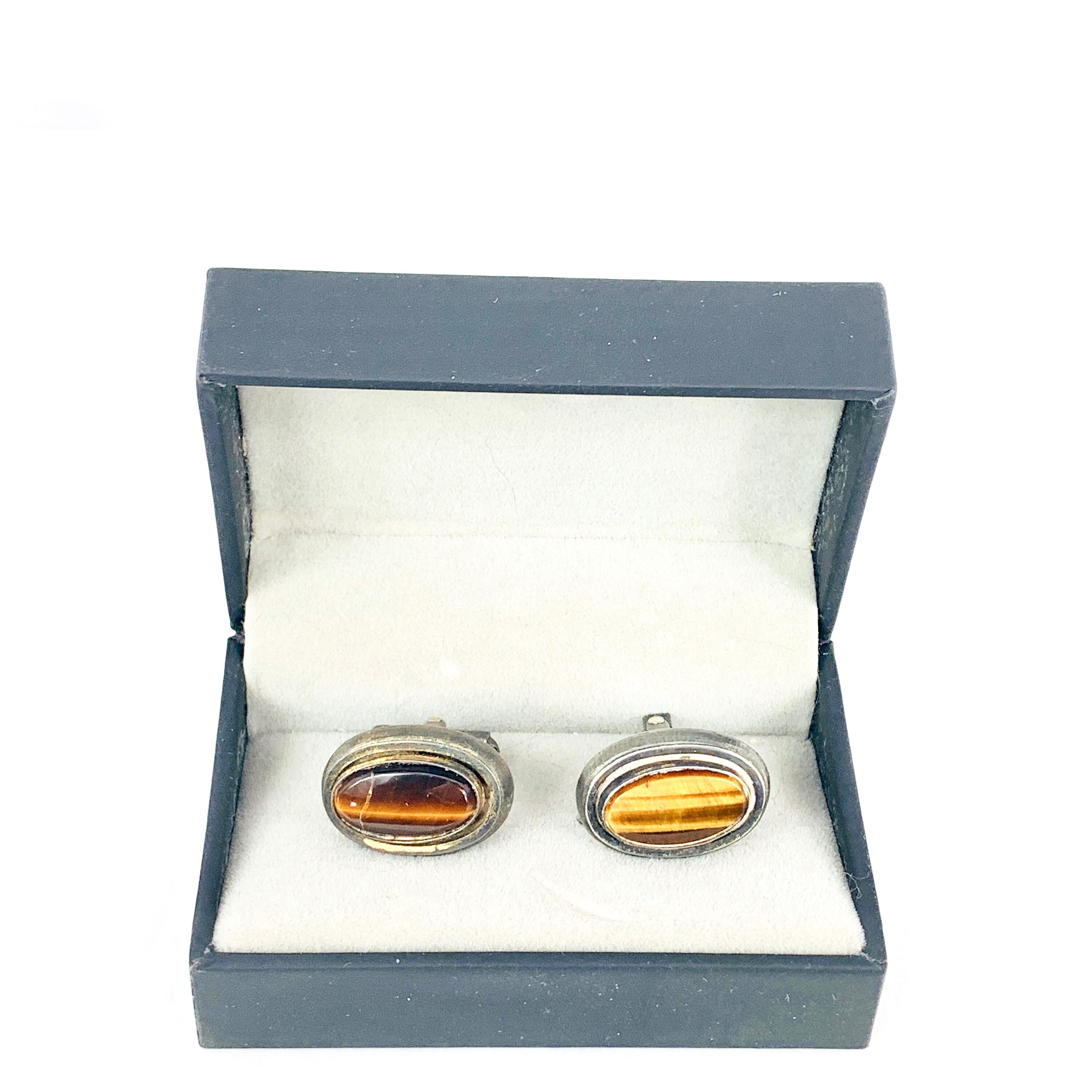 Swank USA Sterling Silver Tiger Eye Cufflinks - Etsy España