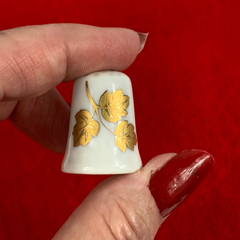 West German Porcelain Thimble Johann Seltman Gold Leaves - Etsy