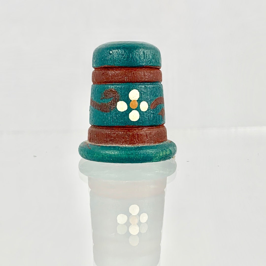 Italian Floral Handmade Wooden Painted Thimble Rare Beauty Vintage - Etsy