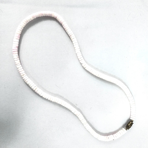 Hand-Rolled Heishi Choker Necklace, White Shell Neckl… - Gem