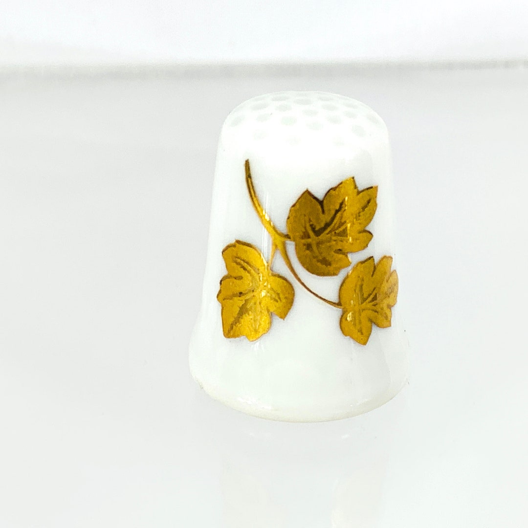 West German Porcelain Thimble, Johann Seltman Gold Leaves - Etsy