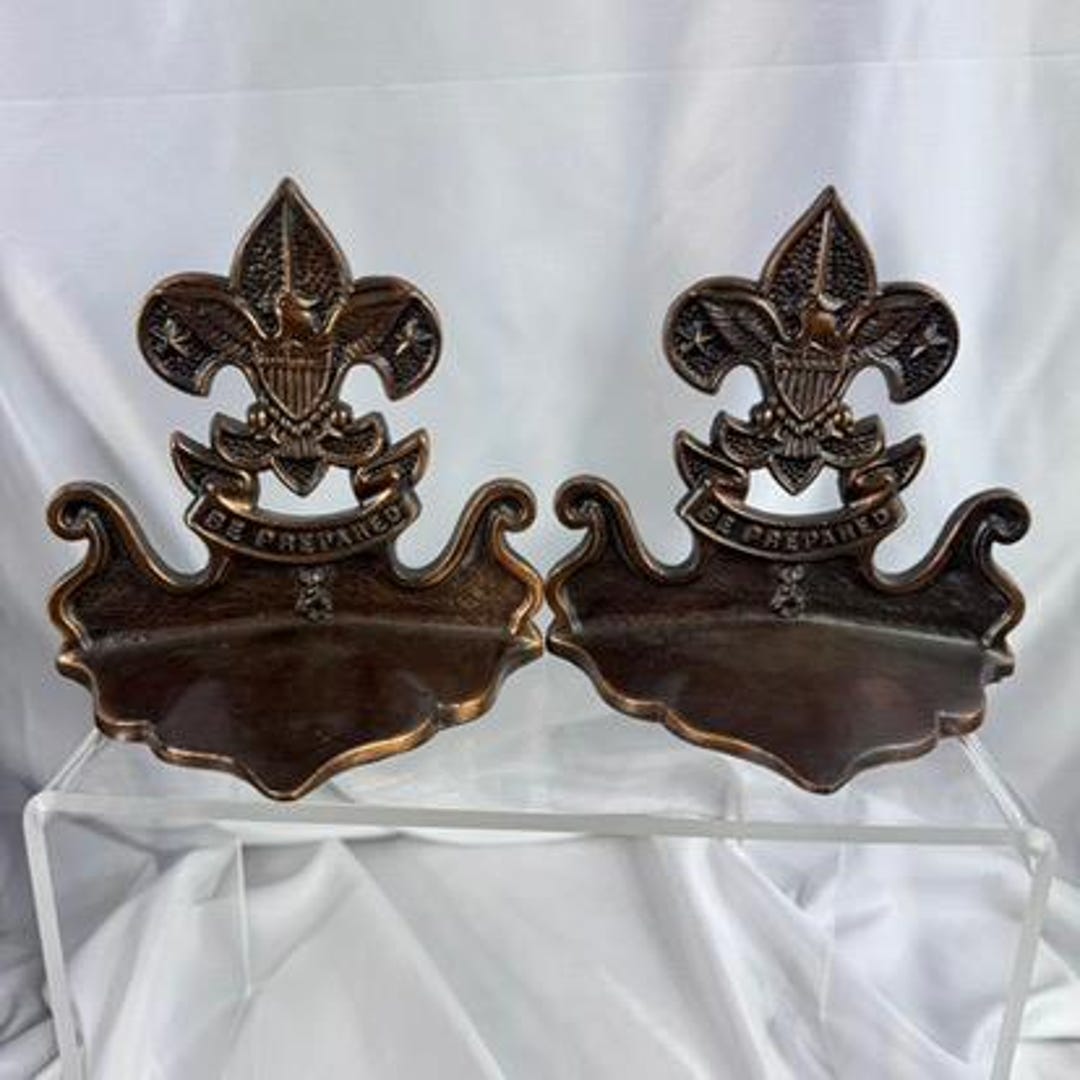 Boy Scouts of America Emblem Copper-plated Bookends, Be Prepared, BSA ...
