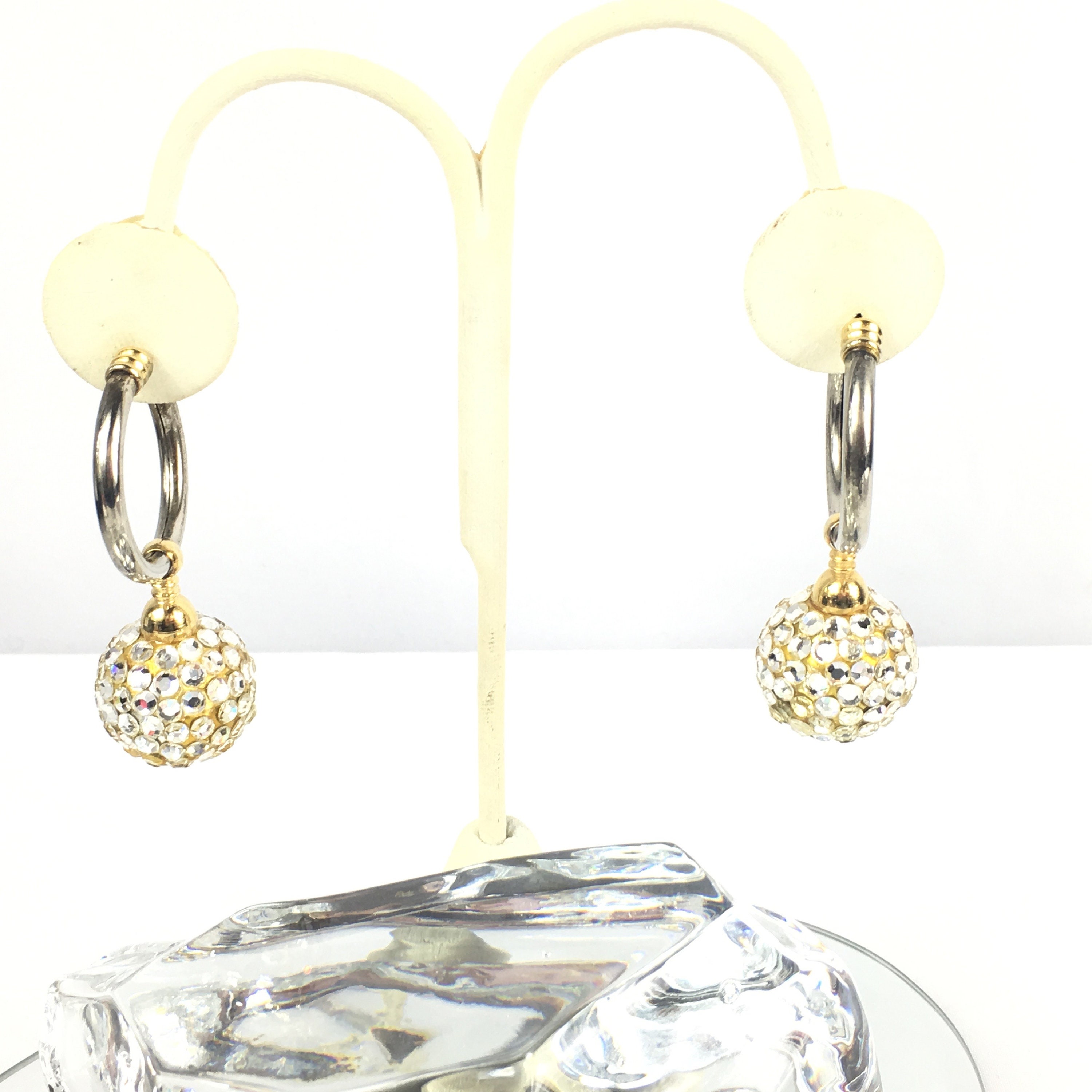 Crystal Silver Disco Ball Pierced Earrings - Etsy