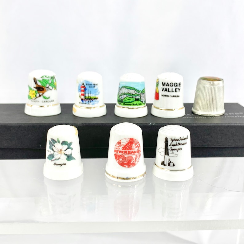 Souvenir Porcelain Thimbles Wyoming, Idaho, Grand Canyon, Yellowstone ...