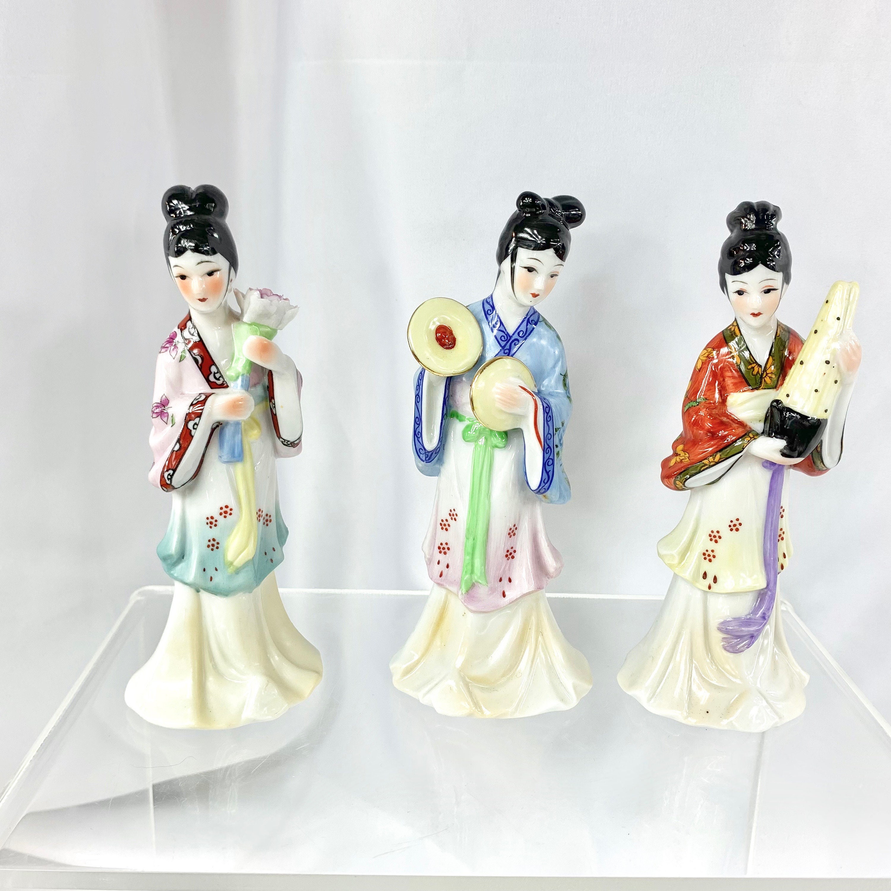 Porcelain Chinese Ladies Hanfu Band Figurines, Vintage Home Decor ...