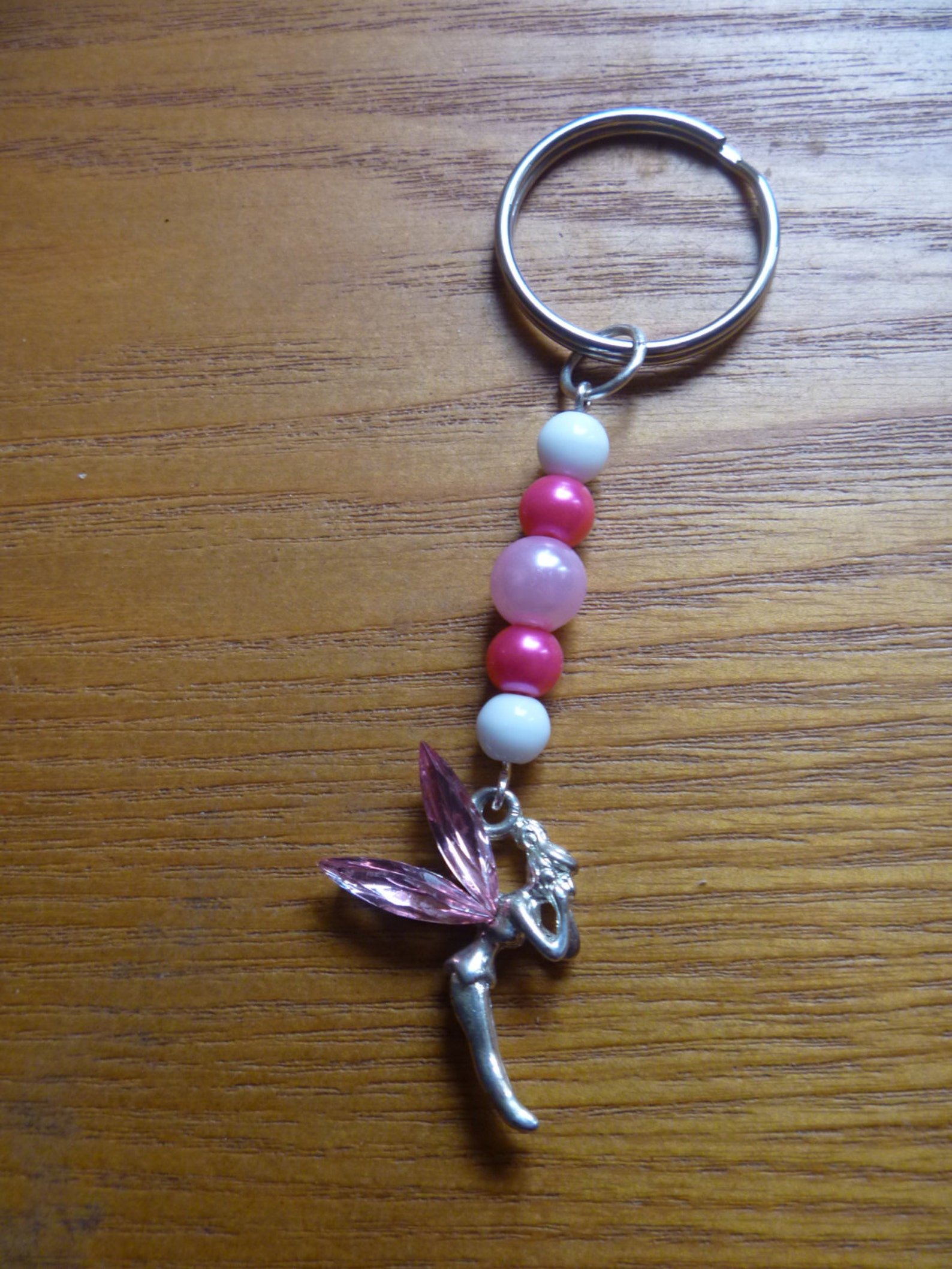 Beaded Keychain With Pink Fairy Charm Ecofriendly Keyring - Etsy